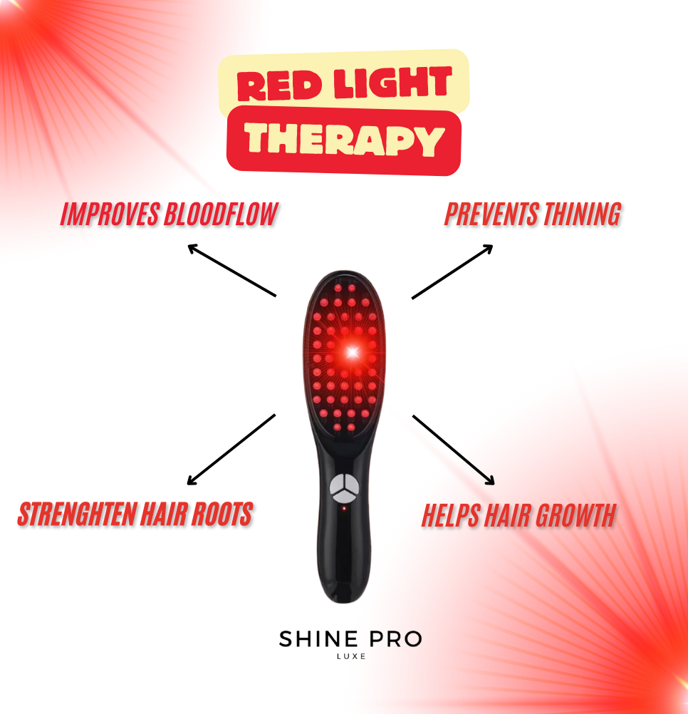 Red Blue LED Light Hairbrush Shine Pro Luxe with massage function ...